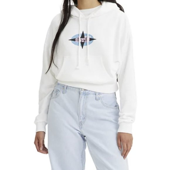 Levi's | Tops | Levi Silver Tab Cropped Graphic Logo Hoodie Size M 544 ...